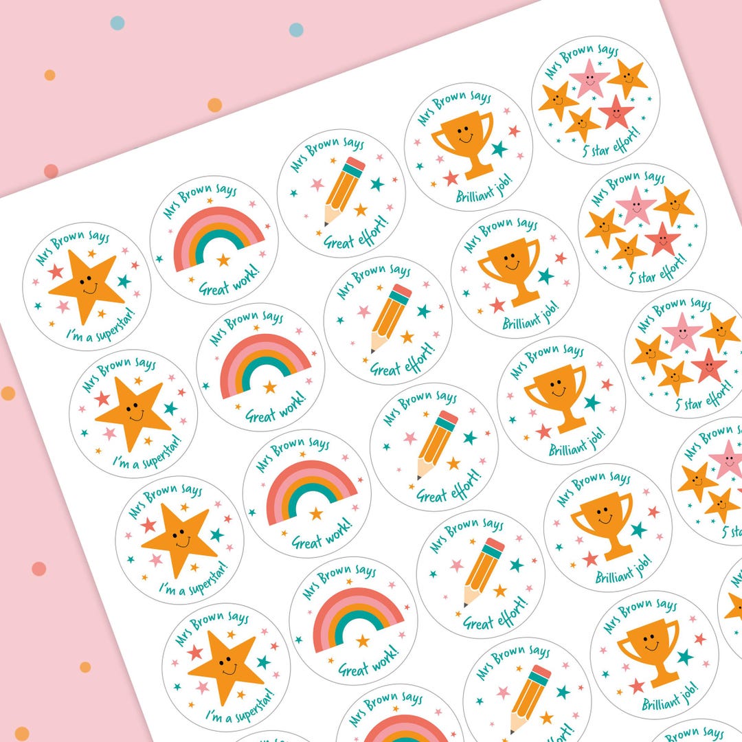 Teacher Stickers, Well Done Stickers, Personalised Teacher Stickers ...