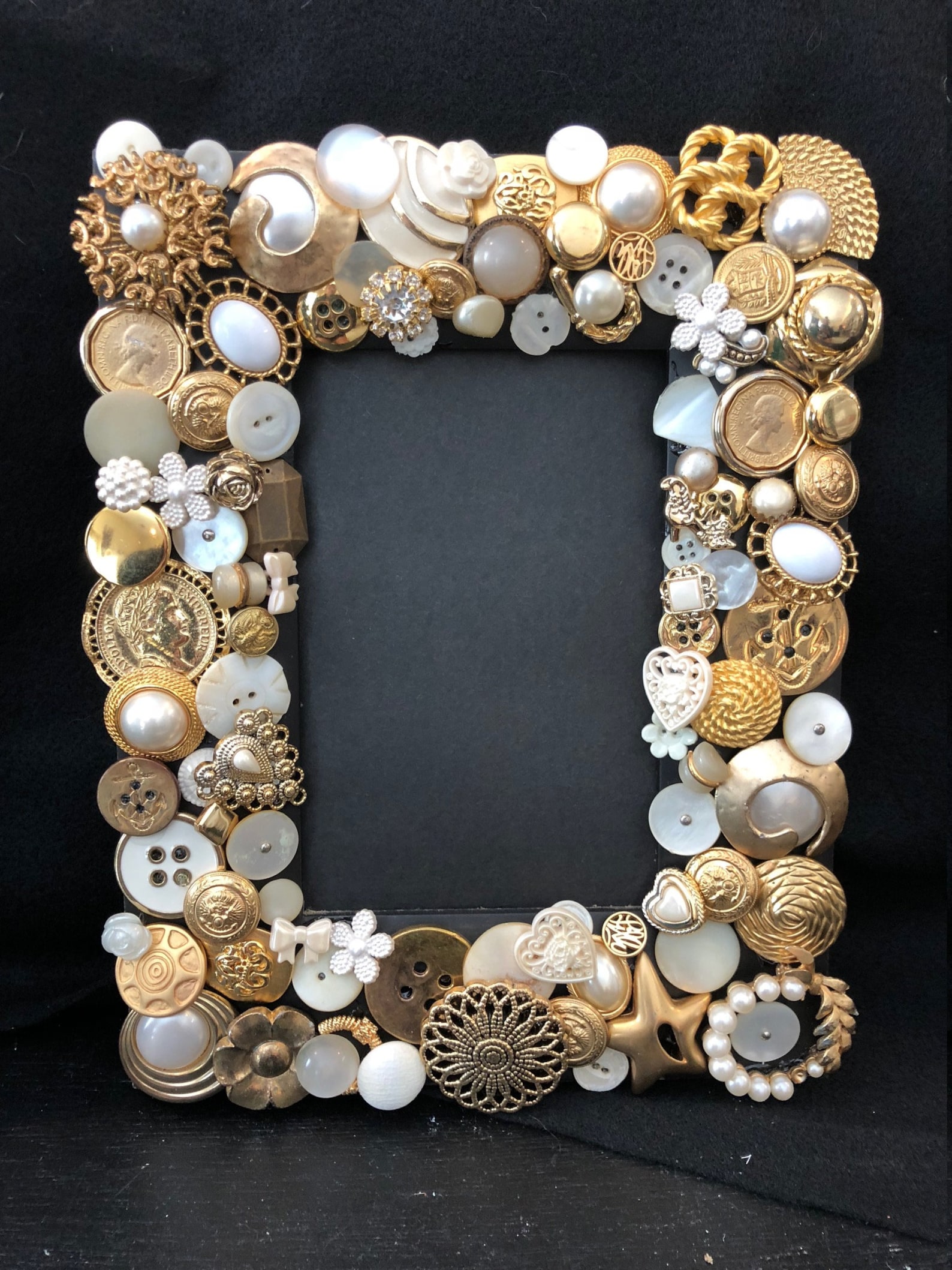 Gold Vintage Button Picture Frame - Etsy