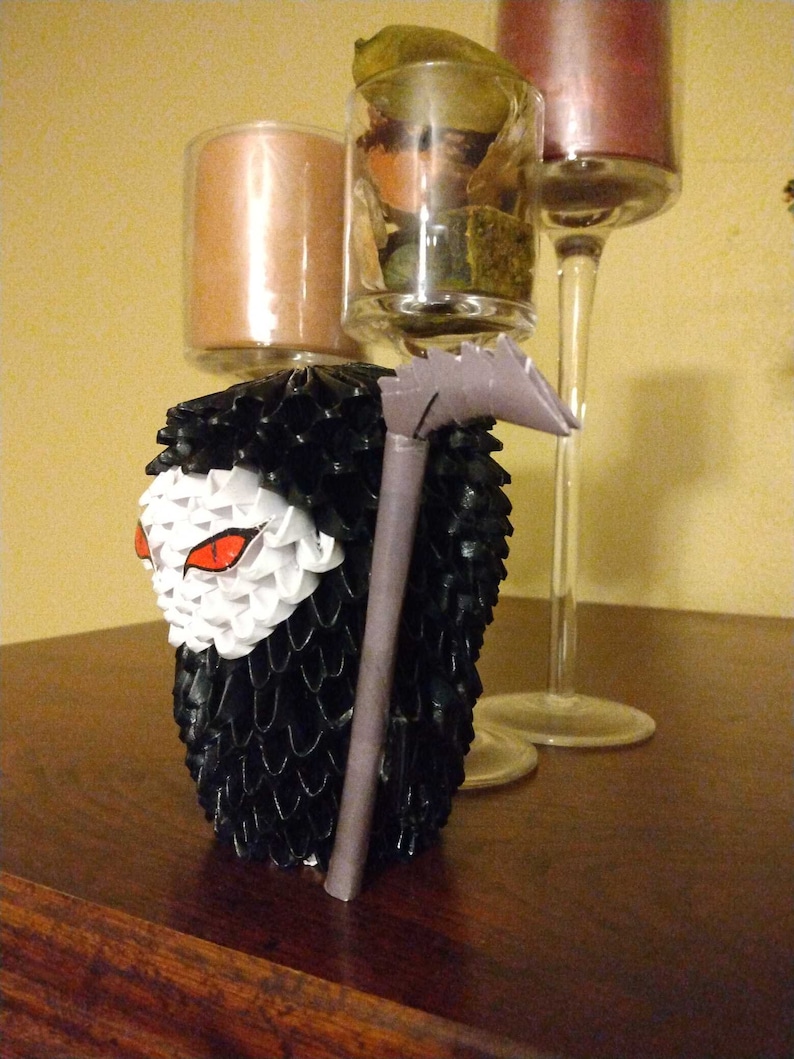 Handcrafted 3D Origami Grim Reaper - Unique Paper Art for Gothic Decor ...