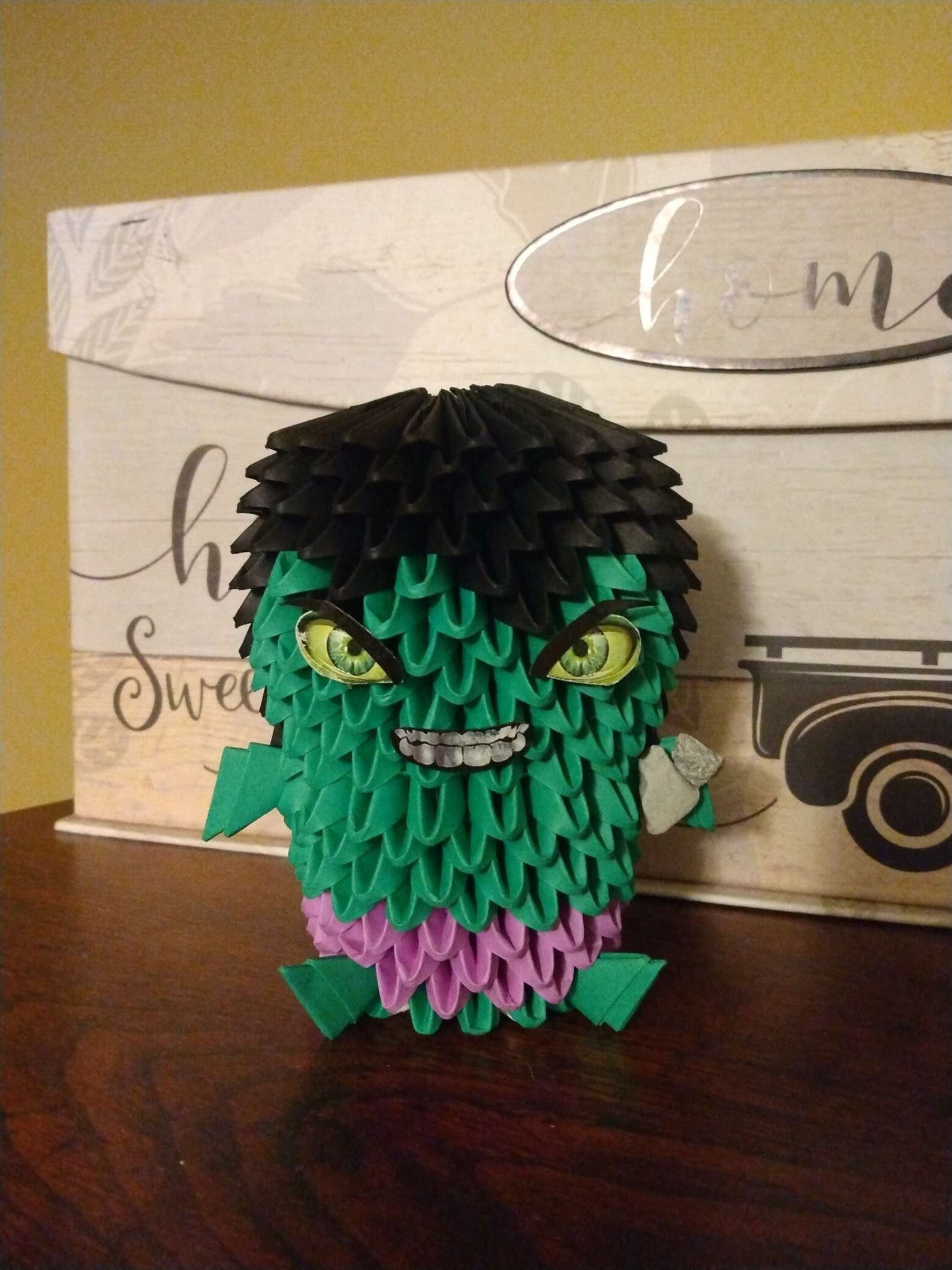 Handmade 3D Green Hero Origami, Custom Superhero Art for Superhero Fans ...