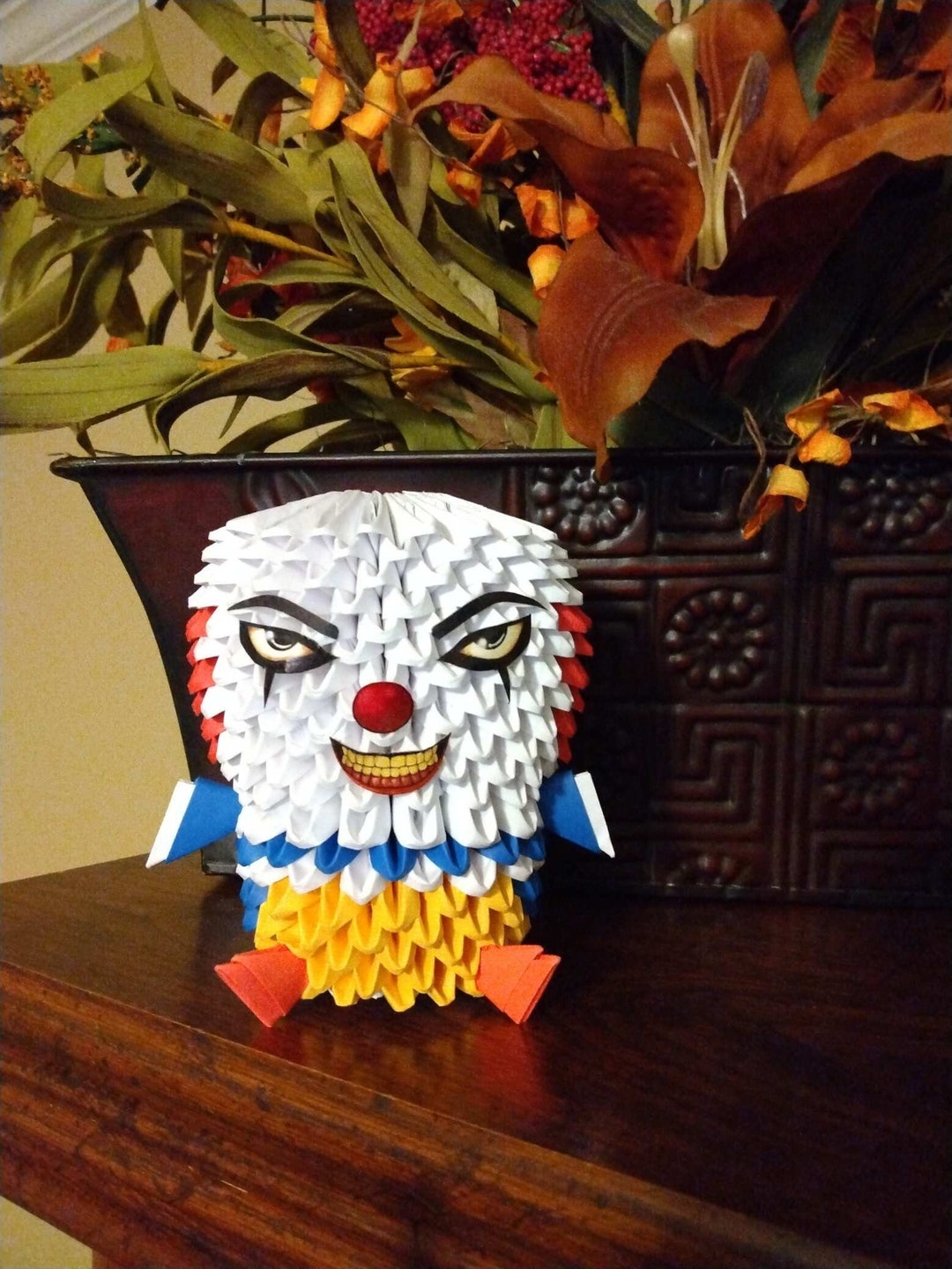 Handmade 3D Horror Clown Origami, Custom Paper Scary Figure, Halloween ...