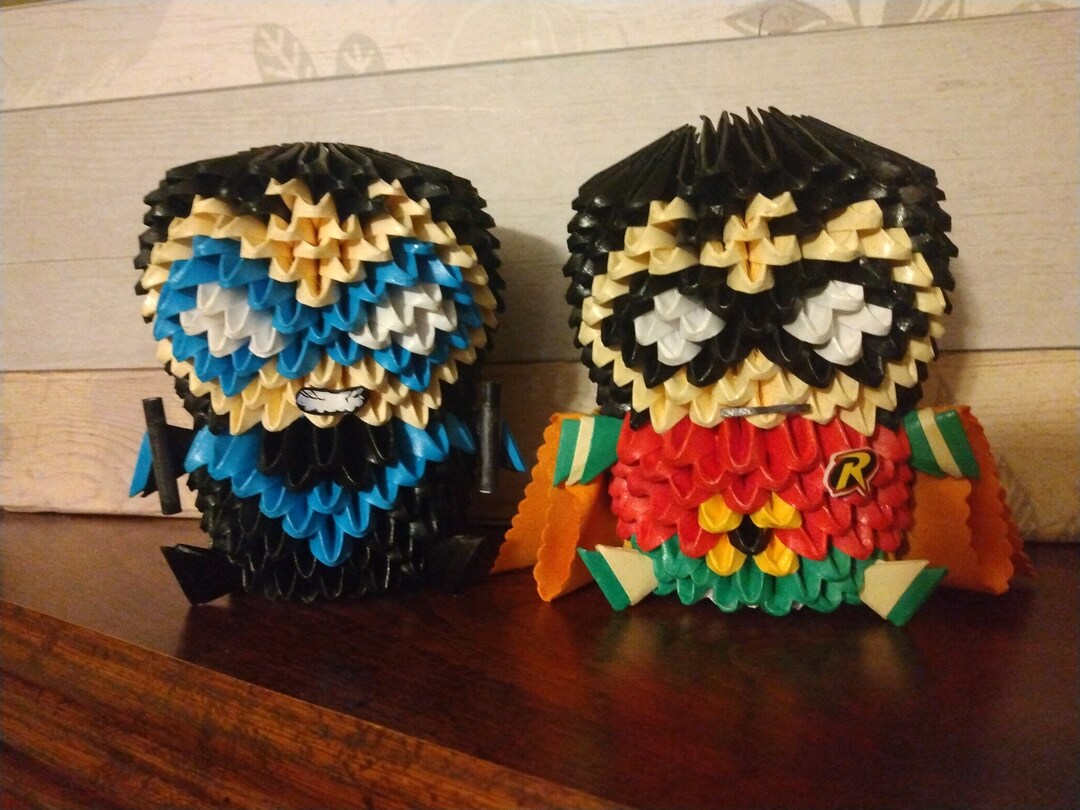 Handcrafted 3D Origami Superhero Duo - Unique Paper Art Gift for Comic ...