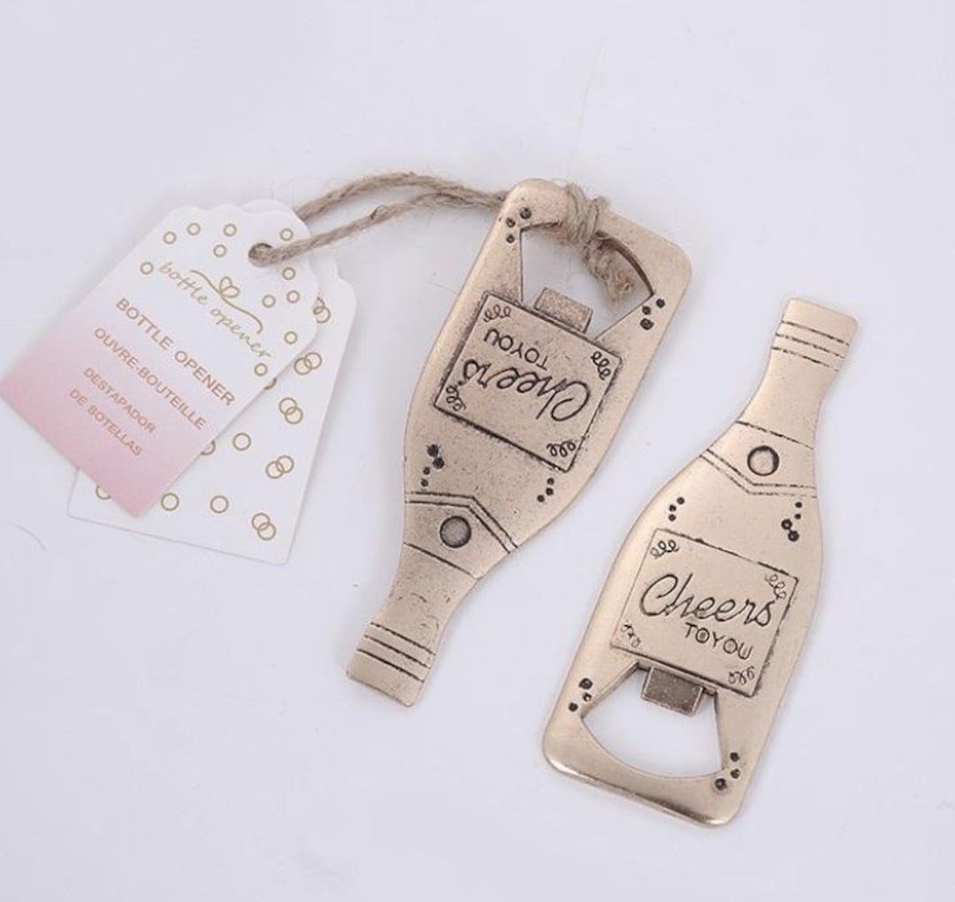 Gold Champagne Shaped Bottle Opener, Champagne Themed Opener Favor ...