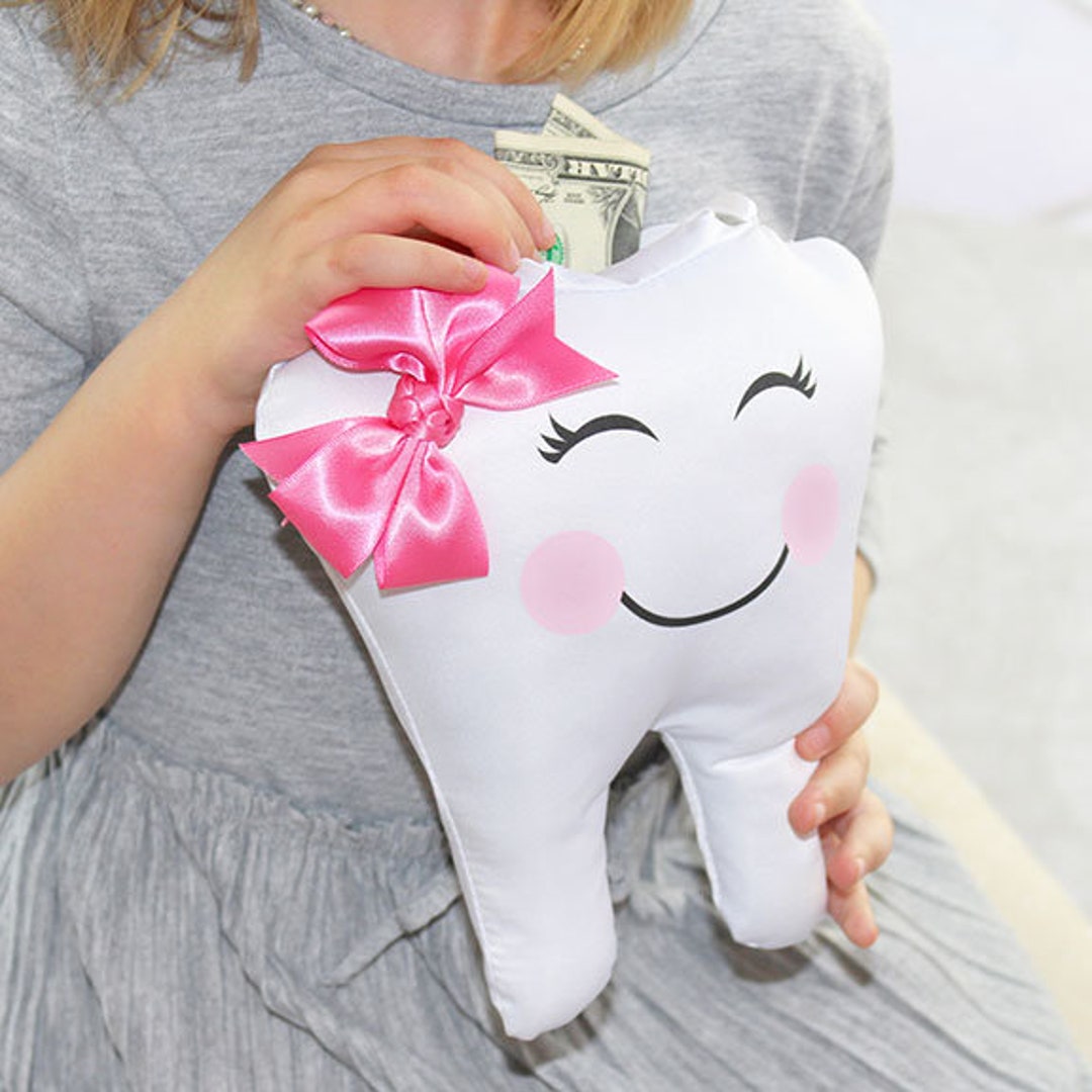 Pink Tooth Fairy Pocket Pillow, Tooth Shaped Pillow, Tooth Fairy Gift ...
