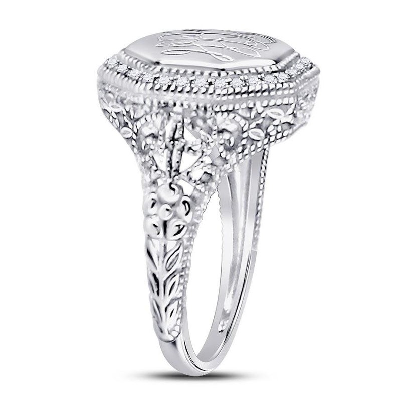 Monogram Sterling Silver Octagon Filigree CZ Ring Engraved CZ - Etsy