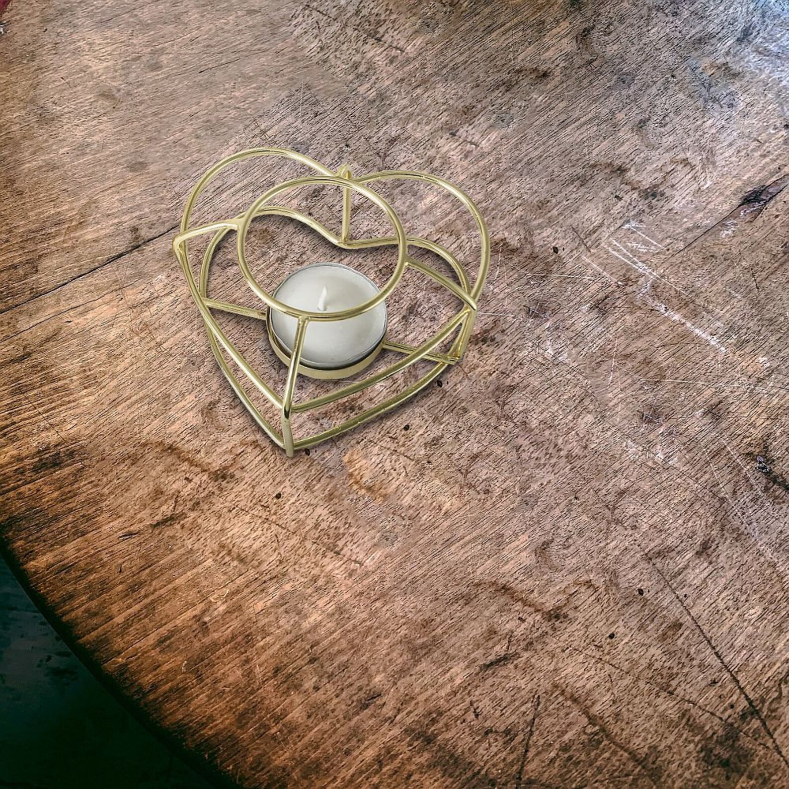 Gold Heart Tealight Candle Holder Gold Wire Heart Design - Etsy