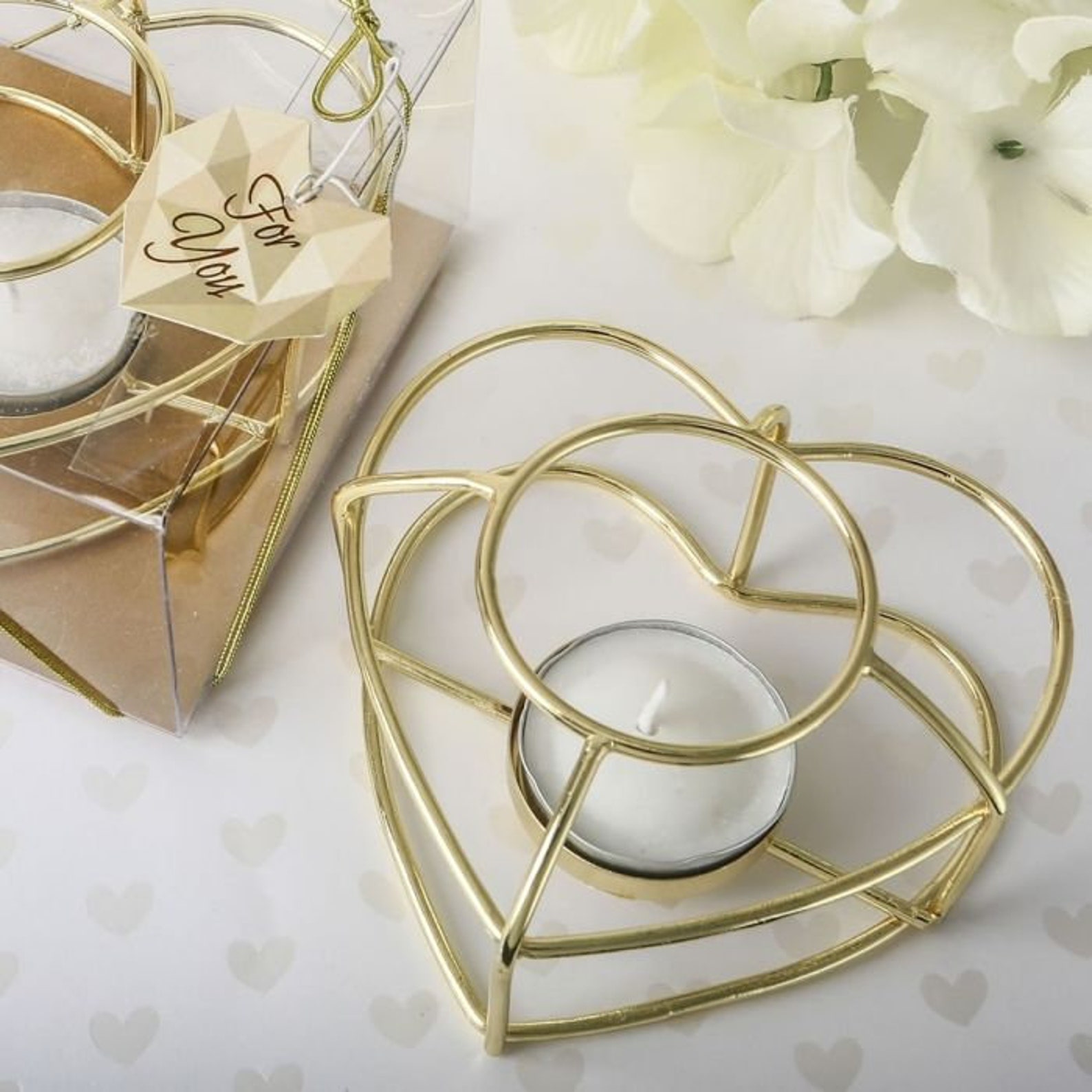 Gold Heart Tealight Candle Holder Gold Wire Heart Design - Etsy