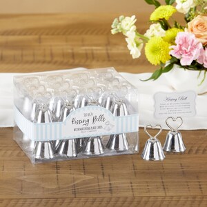Silver Kissing Bell Place Card Holders set of 24, Silver Wedding Bells ...