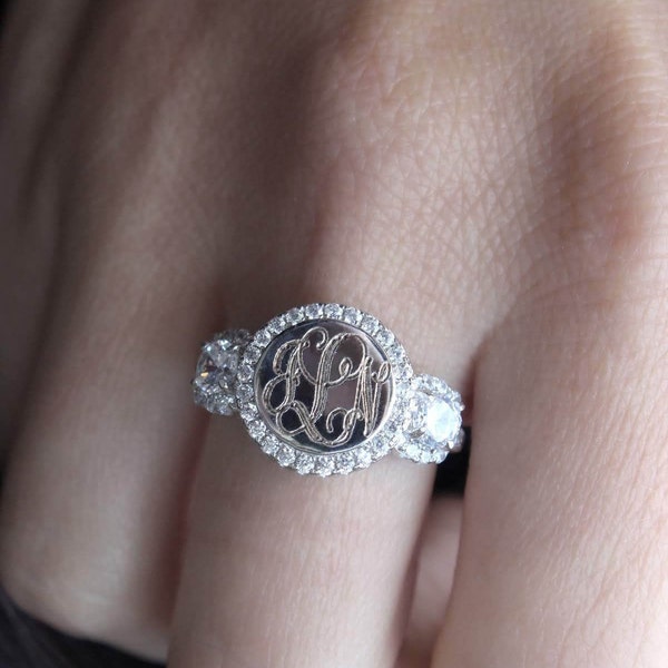 Sterling Silver Monogram Ring - Etsy