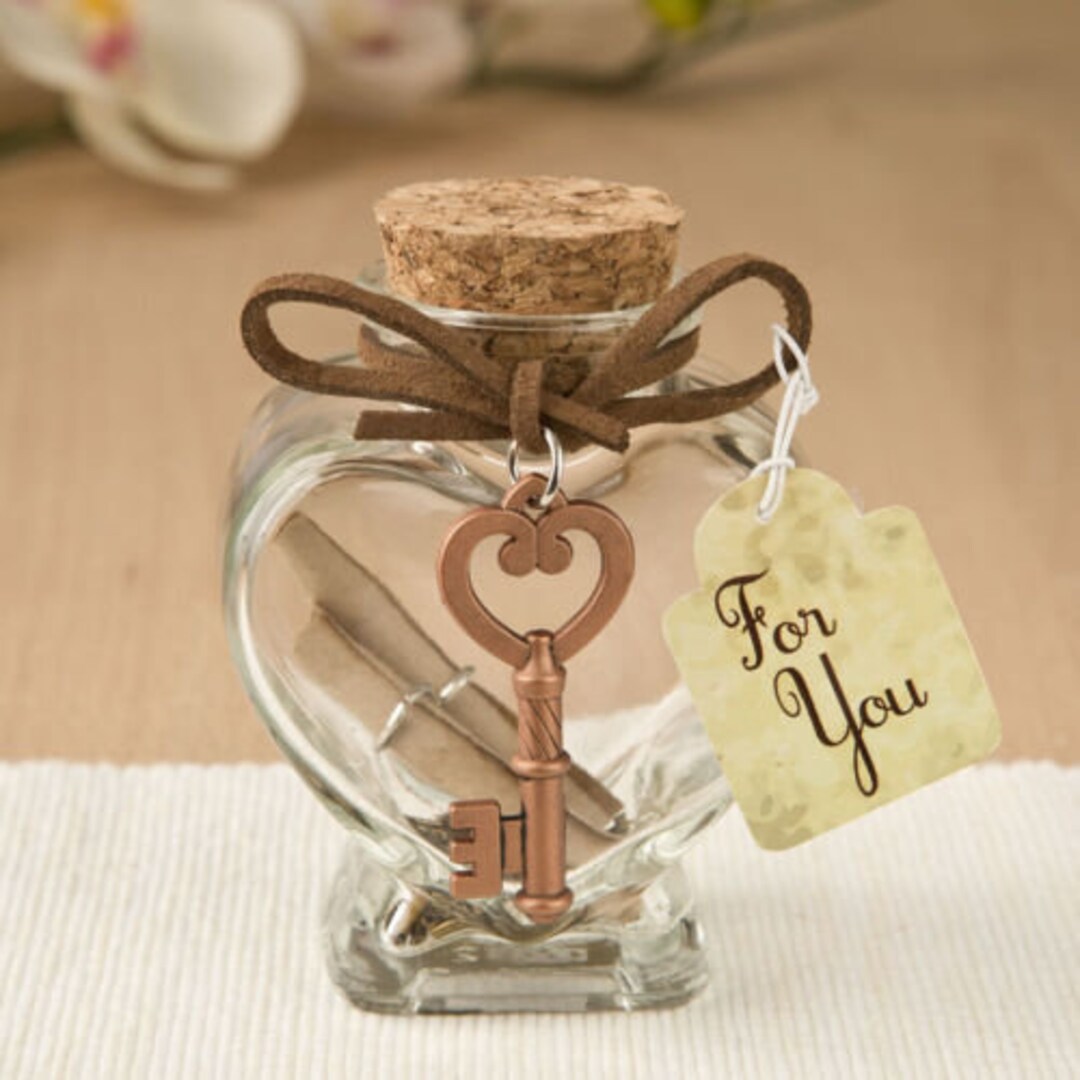 Glass Heart Message Jar Favor, Glass Heart Message Jar With Skeleton ...