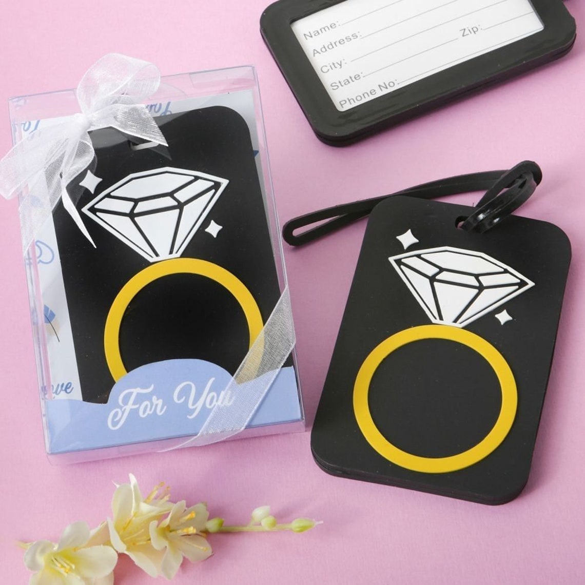 Diamond Ring Luggage Tag Diamond Ring Bag Tag Favor Luggage - Etsy