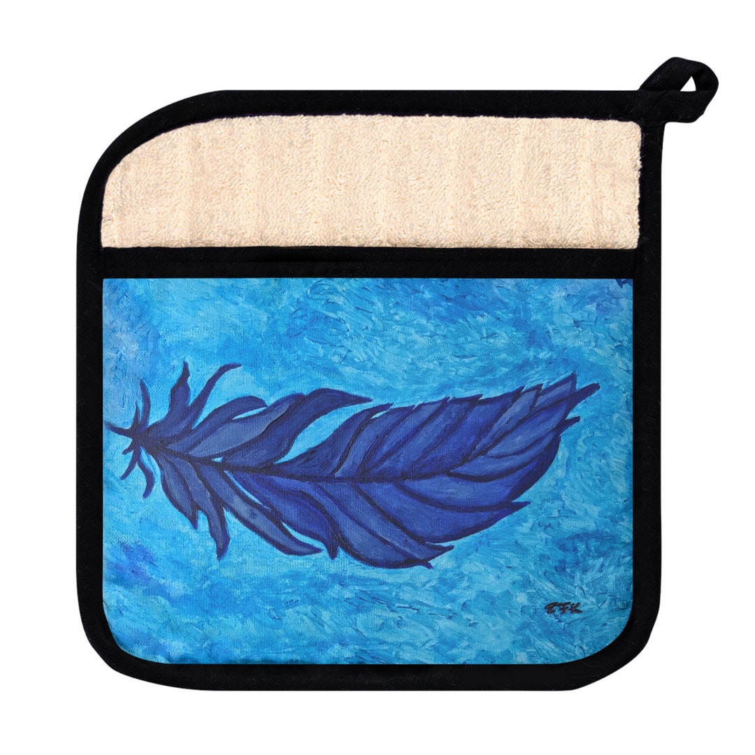 Feather Pot Holder With Pocket - Etsy UK