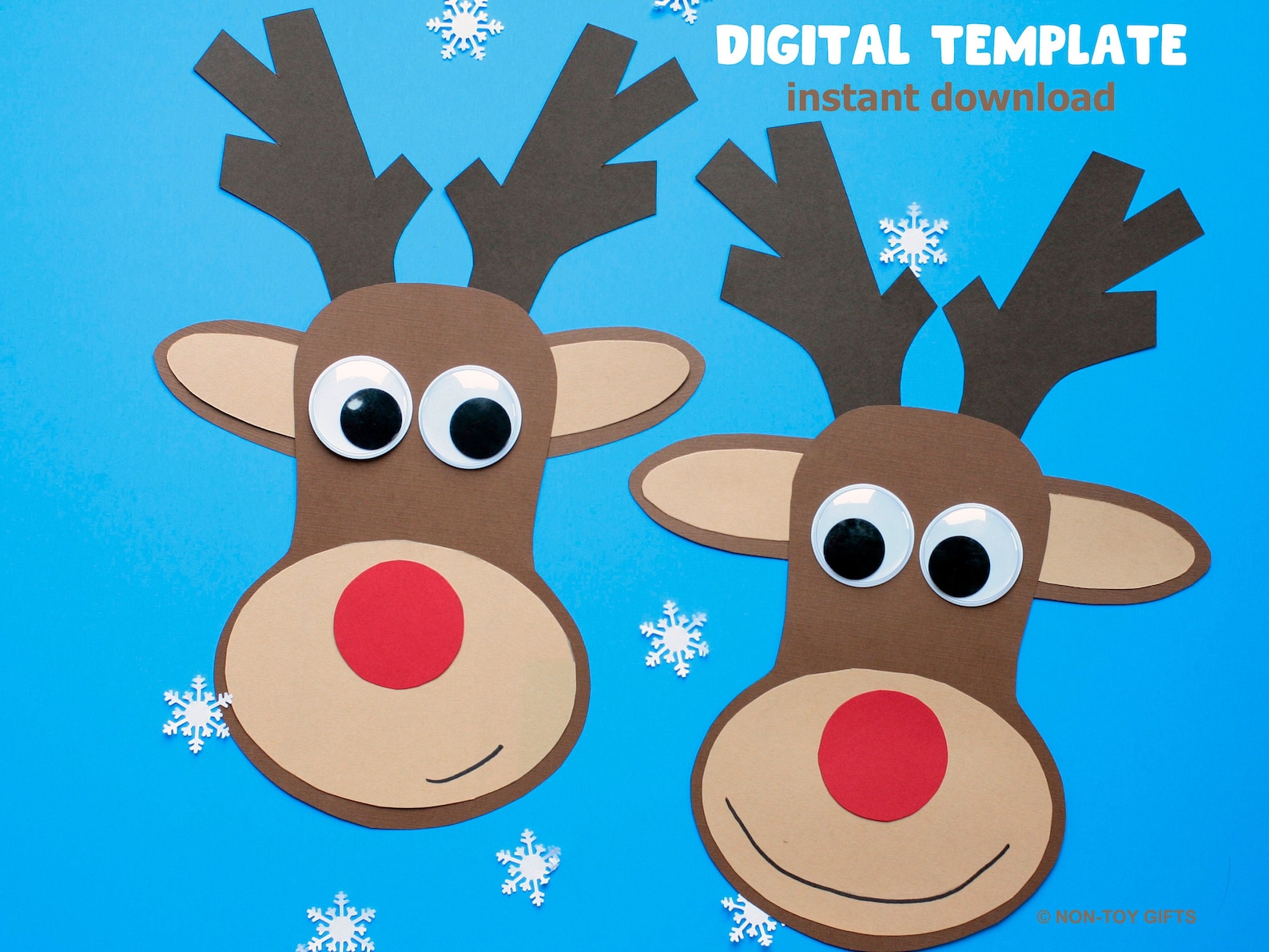 Paper Reindeer Craft, Christmas Reindeer Printable Template, Holiday ...
