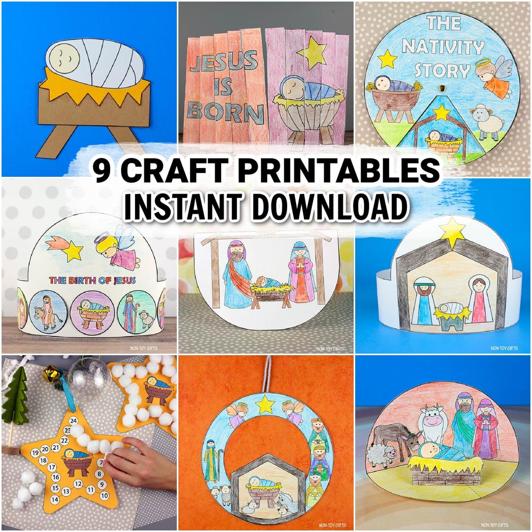 Nativity Craft Printables for Kids | 9 Bible Christmas Bundle | Sunday ...