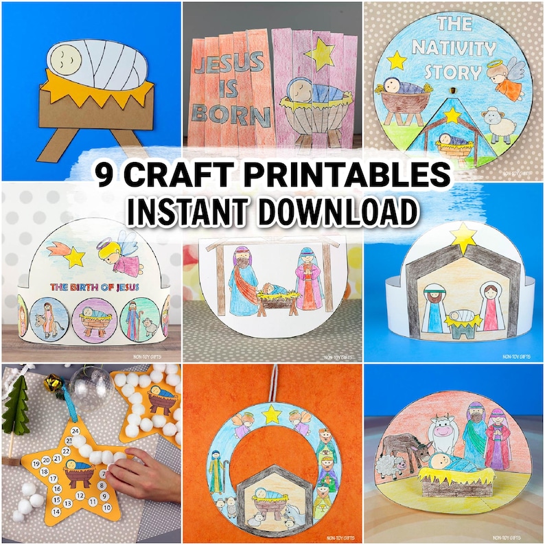 Nativity Craft Printables for Kids | 9 Bible Christmas Bundle | Sunday ...