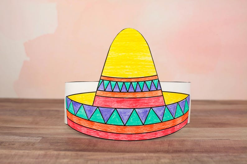 Cinco De Mayo Sombrero Paper Hat Craft Printable | Fiesta Headband ...