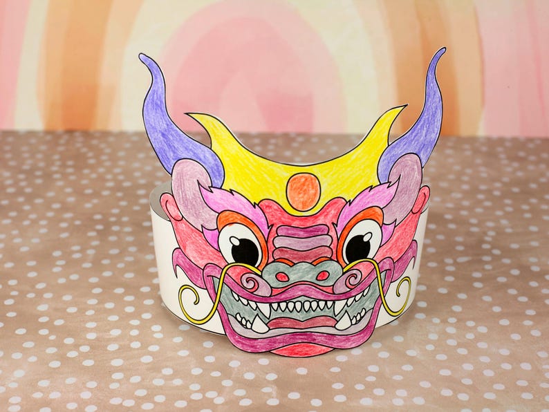 Chinese New Year Dragon Hat Craft Printable for Kids | Lunar New Year ...