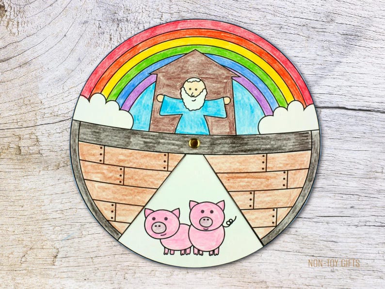 Noah’s Ark Spinner Craft Printable | Sunday School Bible Activity ...