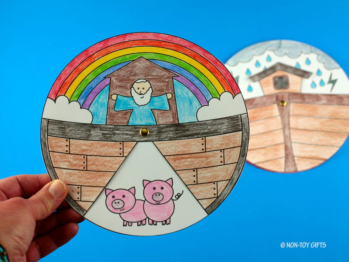 Noah's Ark Spinner Craft Printable | Bible Story Activity for Kids ...