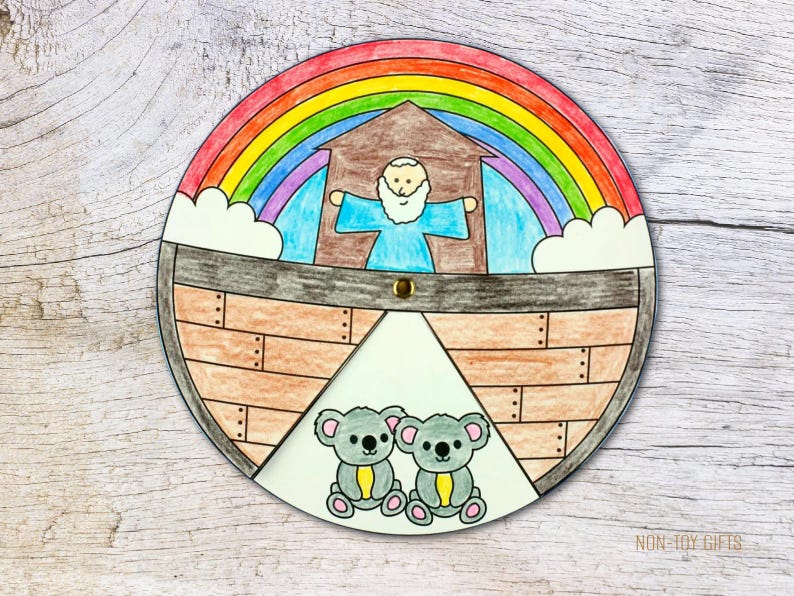 Noah’s Ark Spinner Craft Printable | Sunday School Bible Activity ...
