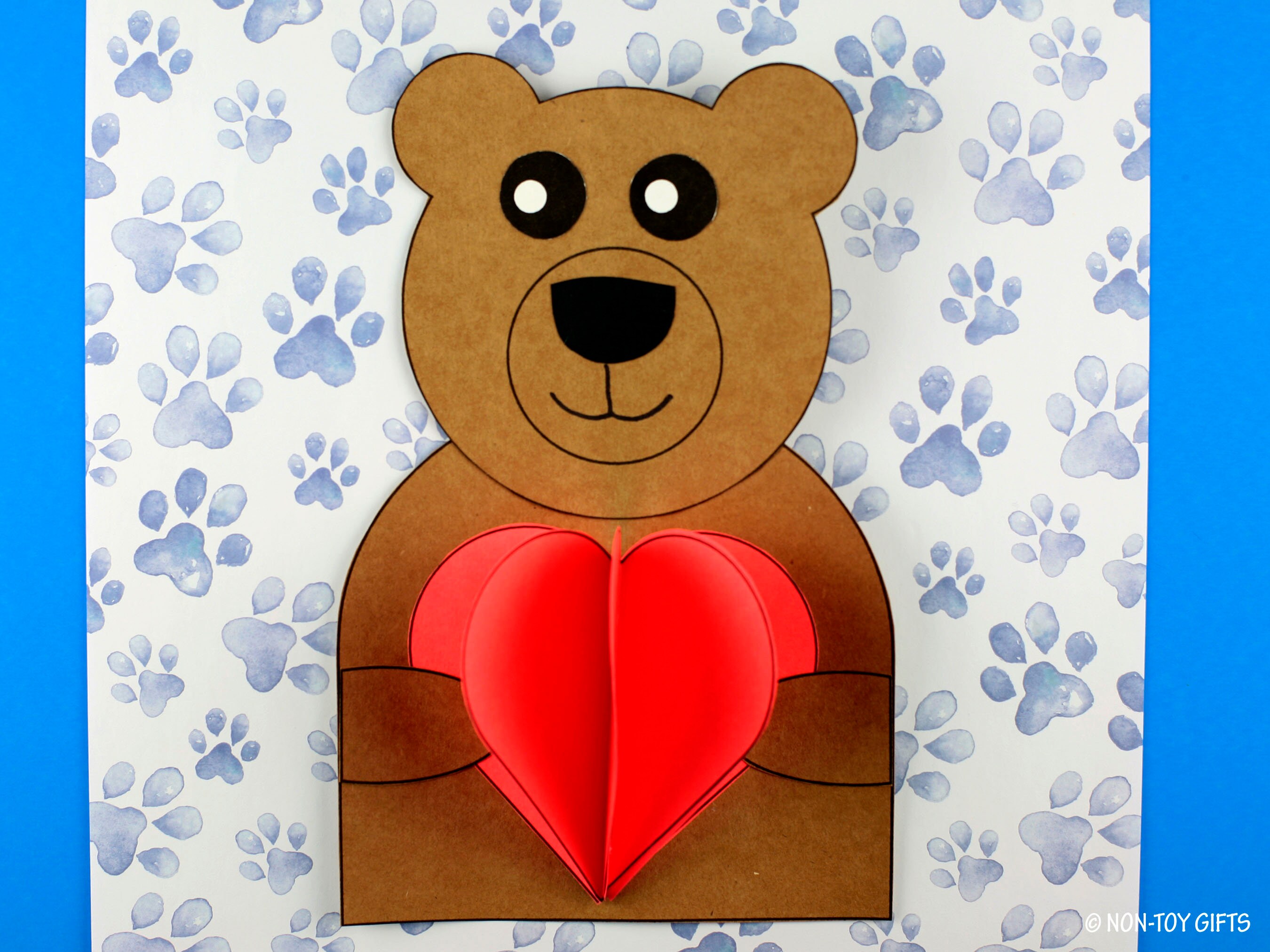 Valentine Bear Craft for Kids, Valentine's Day 3D Heart Bear Craft ...