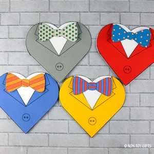 Father's Day Card for Kids, Bow Tie Card, DIY Heart Card for Dad ...