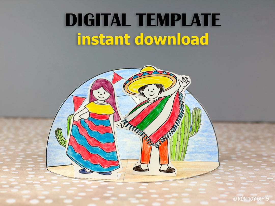 Cinco De Mayo Paper Craft Diorama - Mexican Fiesta Coloring Activity ...