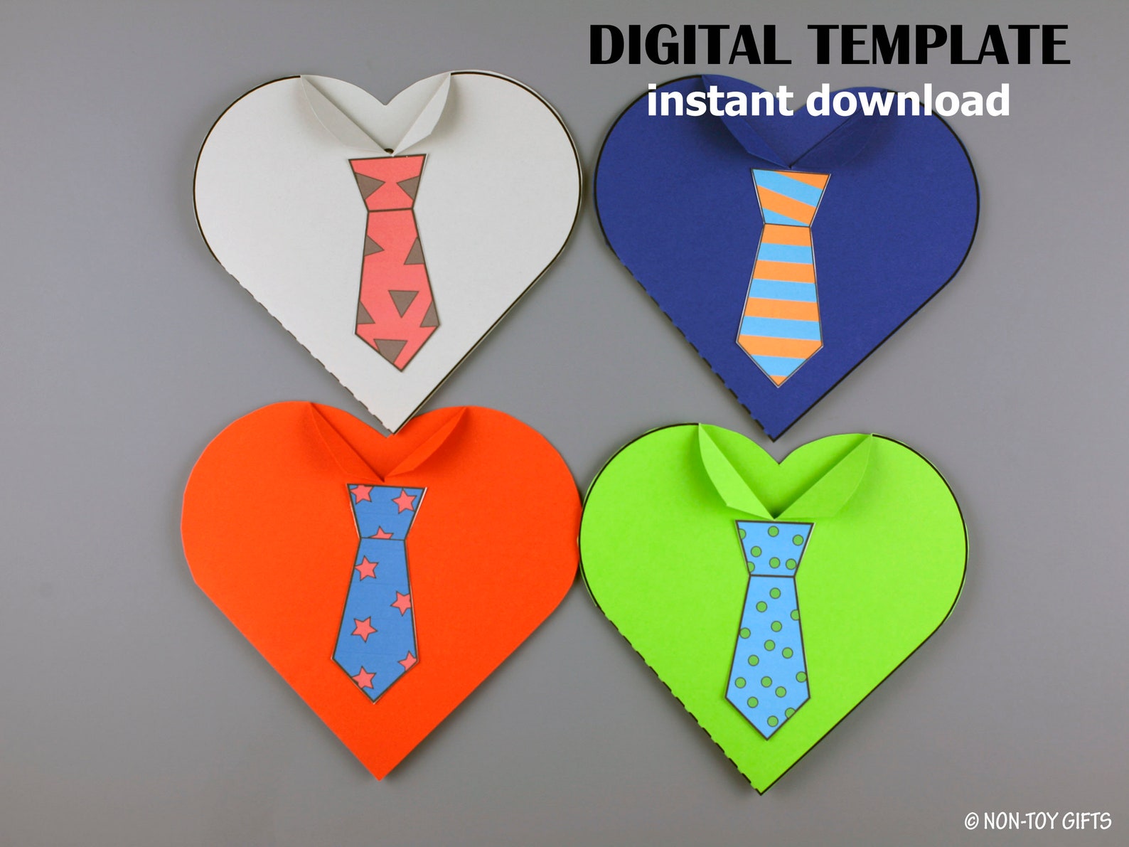 Father's Day Card for Kids, Shirt and Tie Card, DIY Heart Card for Dad ...
