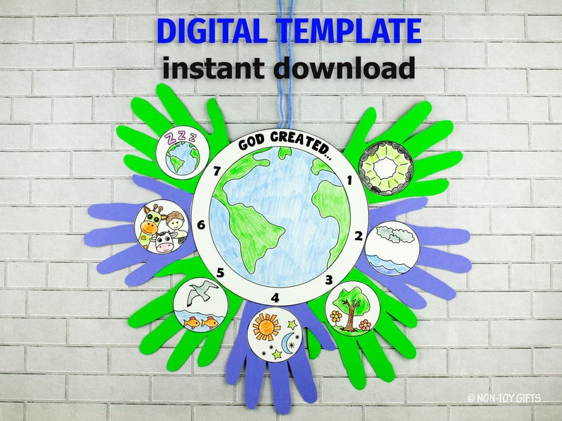 Creation Story Handprint Craft Printable | 7 Days of Creation Bible ...