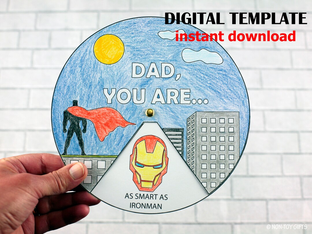 Father's Day Superhero Craft for Kids, Coloring Craft for Toddlers and ...