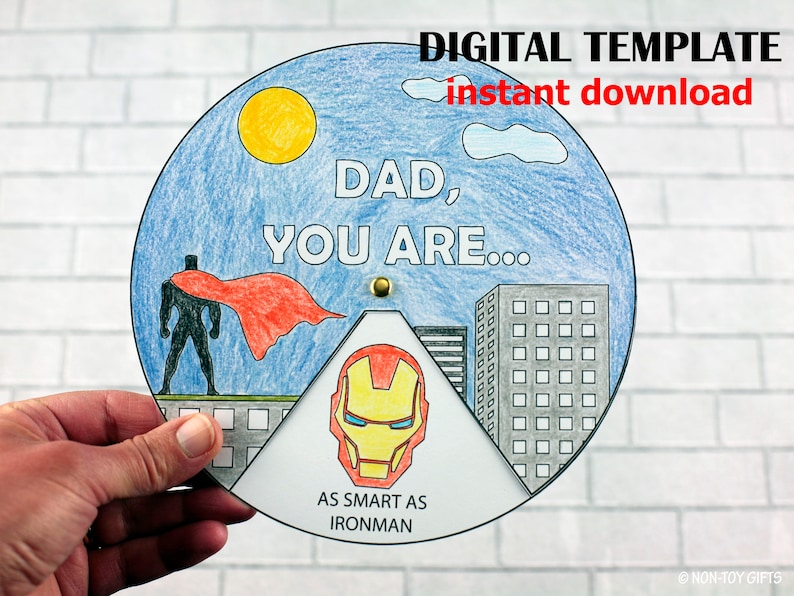 Father's Day Superhero Craft for Kids, Coloring Craft for Toddlers and ...