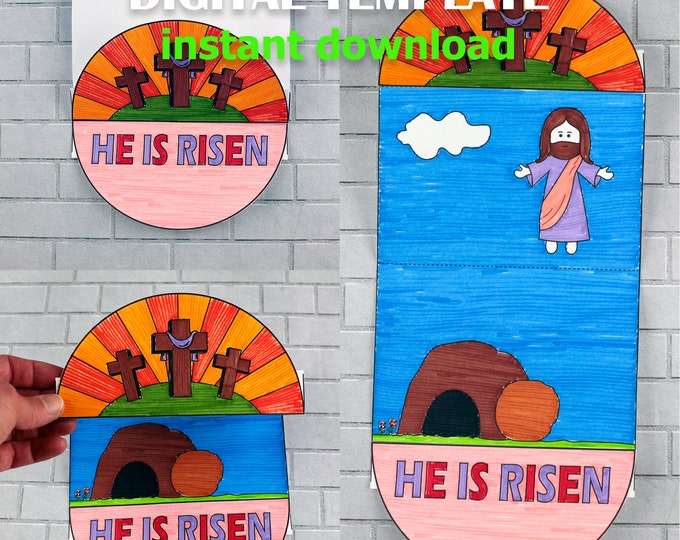 Easter Handprint Craft for Kids, He is Risen, Digital Download ...