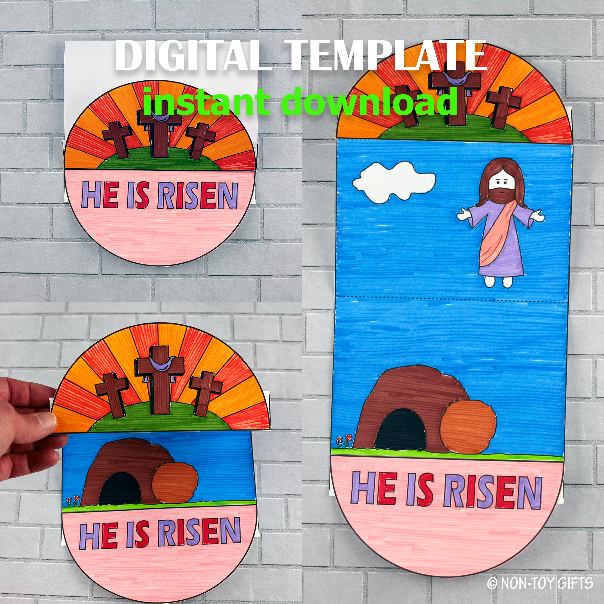 He is Risen Interactive Coloring Craft for Kids, Sunday School Craft ...