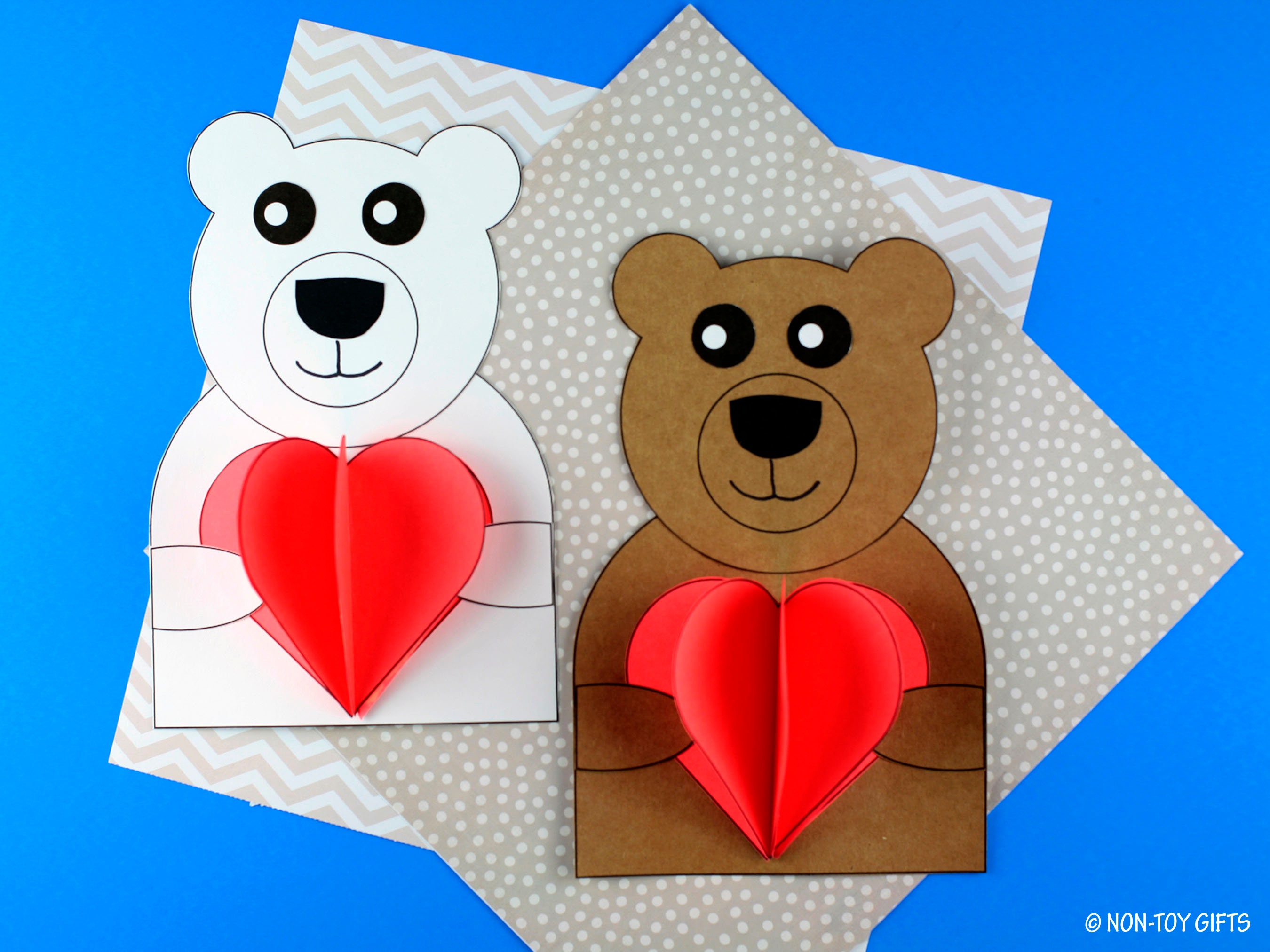 Valentine Bear Craft for Kids, Valentine's Day 3D Heart Bear Craft ...