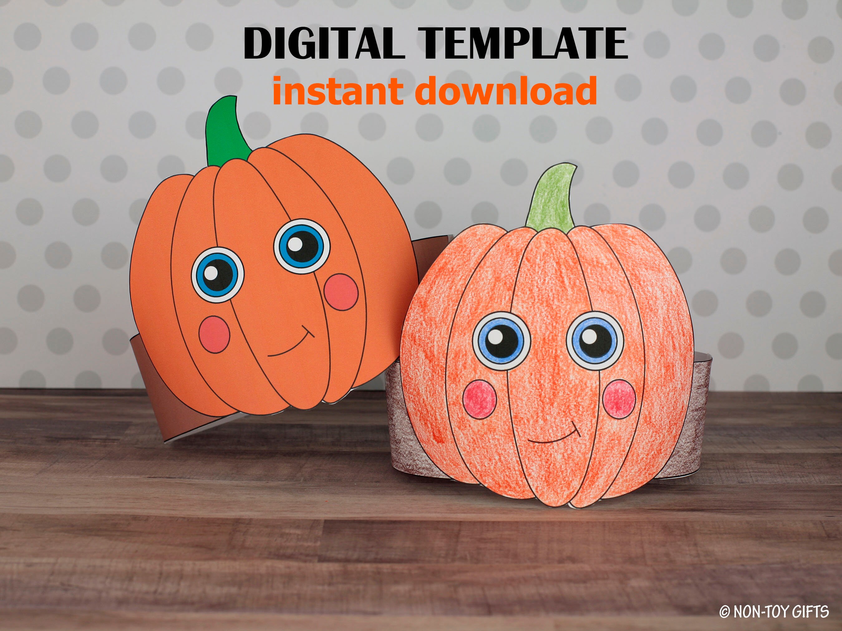 Pumpkin Paper Hat Printable | Halloween Headband Craft for Kids | Fall ...