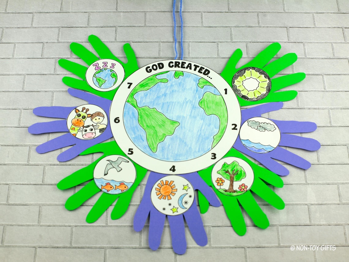 Creation Story Handprint Craft Printable | 7 Days of Creation Bible ...