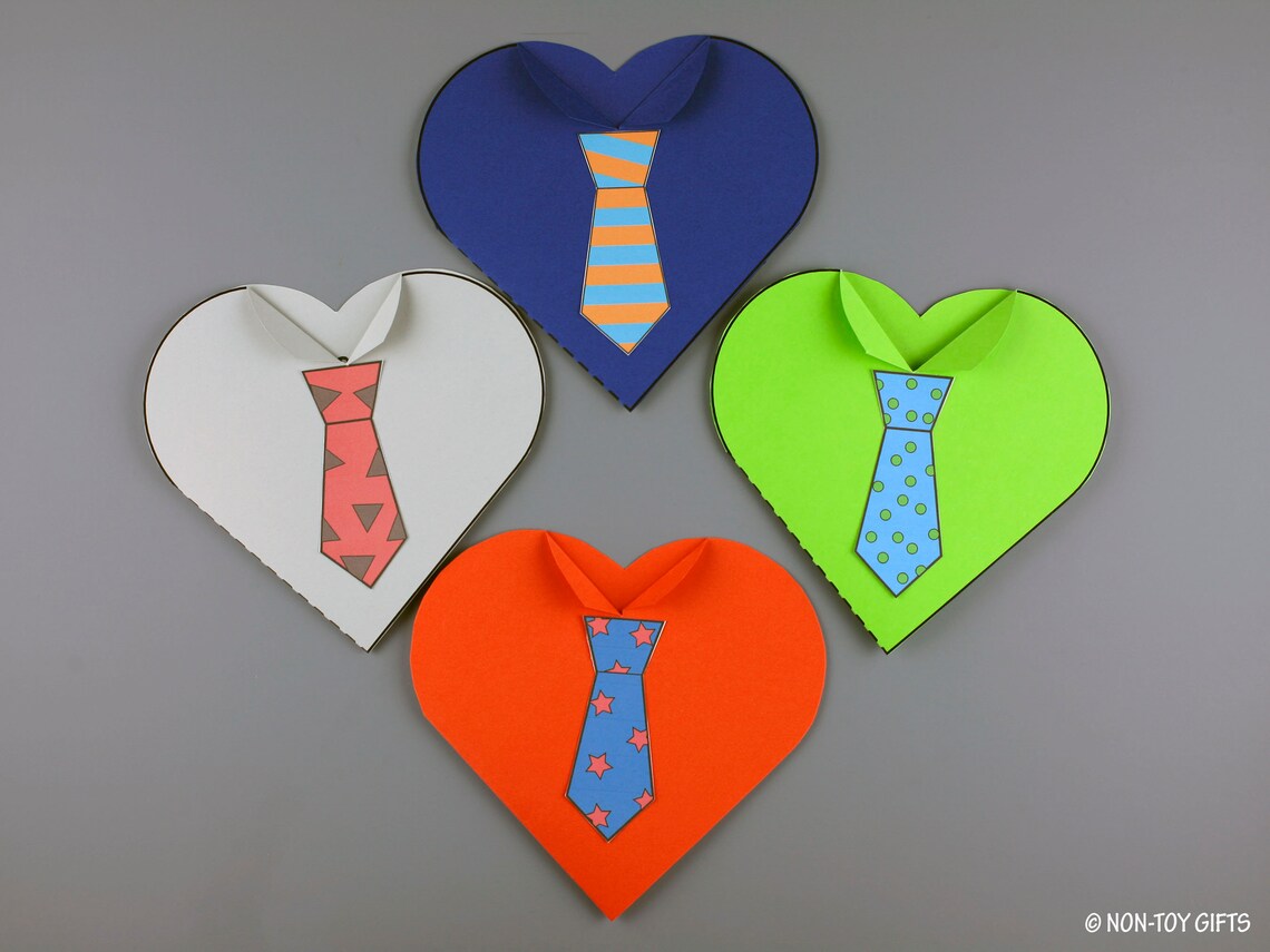 Father's Day Card for Kids, Shirt and Tie Card, DIY Heart Card for Dad ...