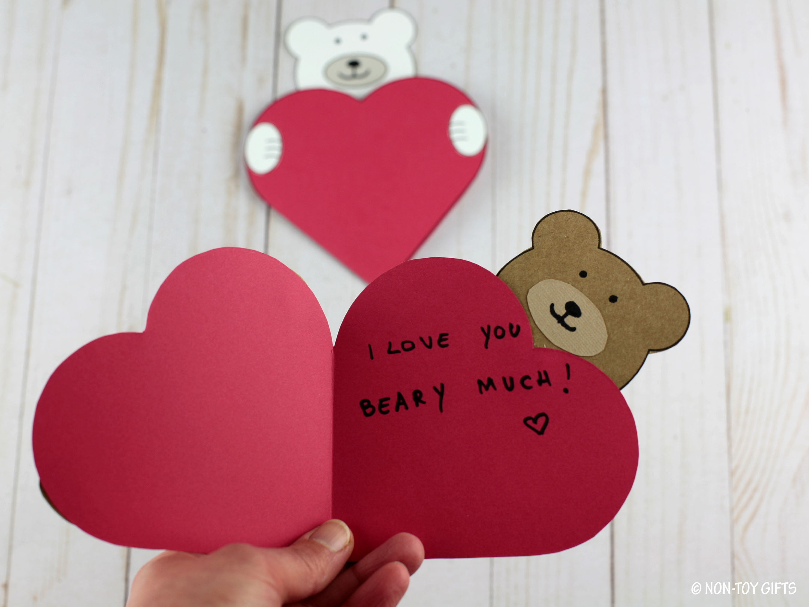 Valentine Bear Heart Cards for Kids Valentine's Day Cards Preschool ...