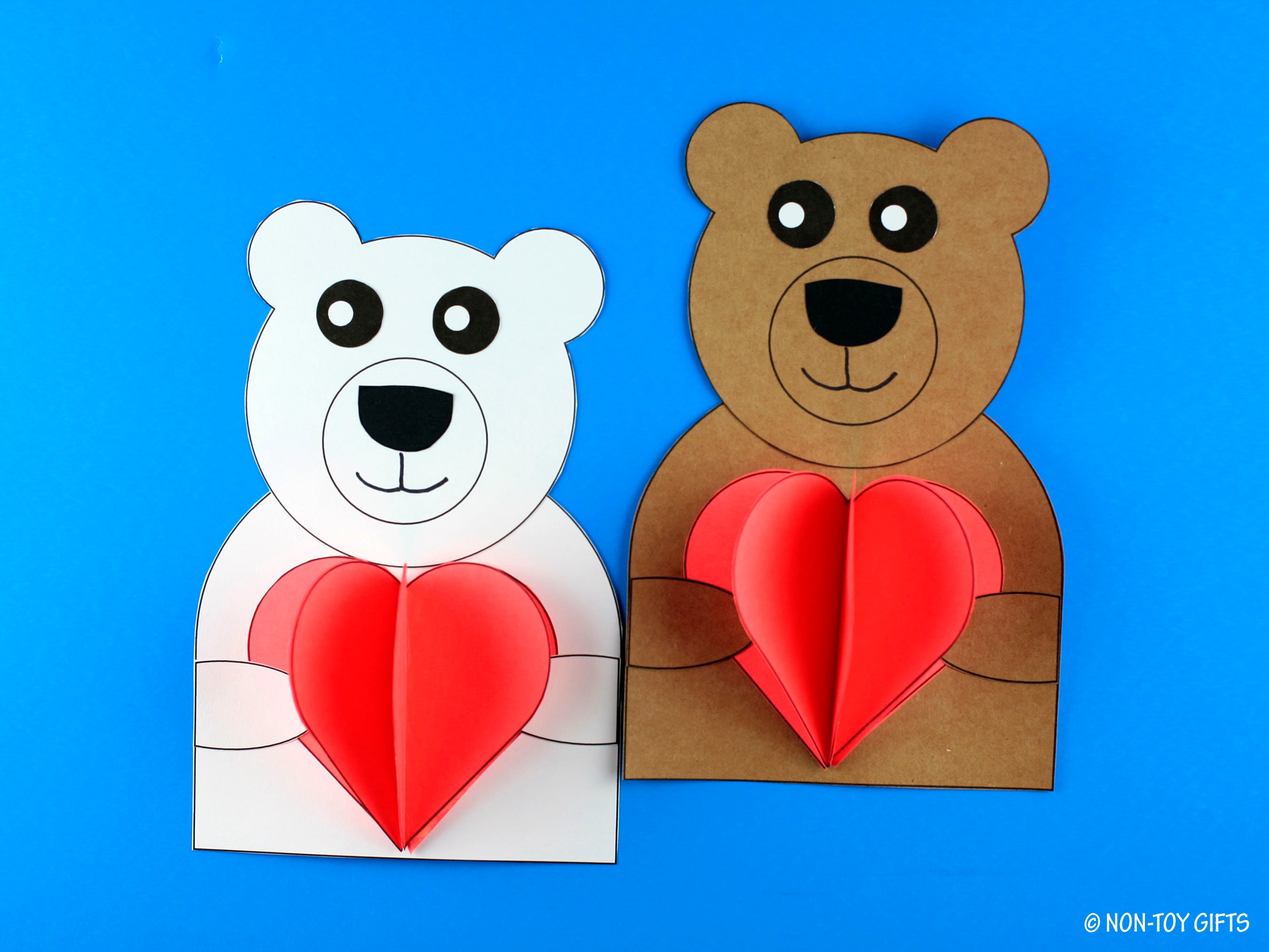 Valentine Bear Craft for Kids, Valentine's Day 3D Heart Bear Craft ...