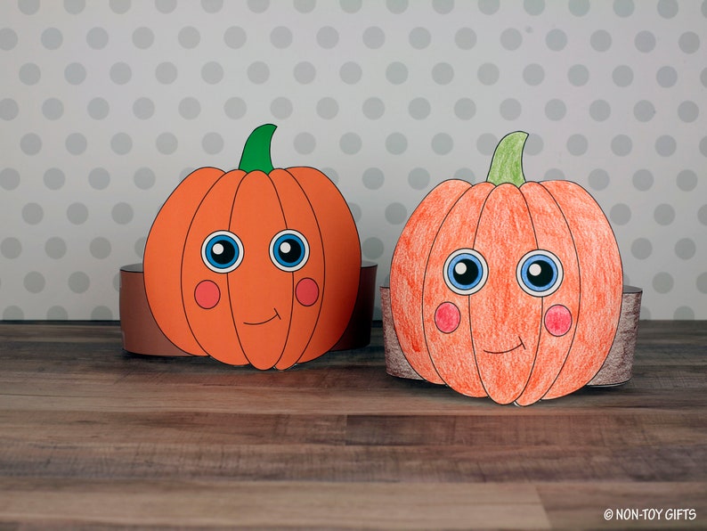 Pumpkin Paper Hat Printable | Halloween Headband Craft for Kids | Fall ...