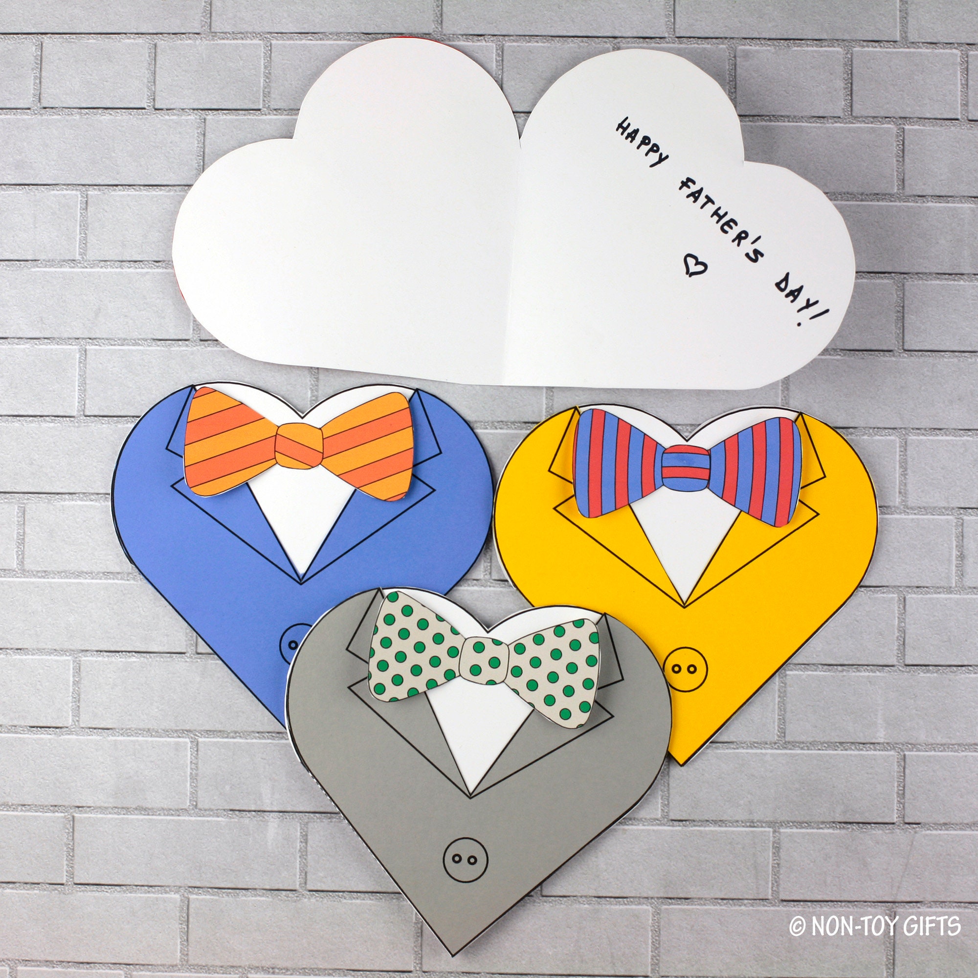 Father's Day Card for Kids, Bow Tie Card, DIY Heart Card for Dad ...
