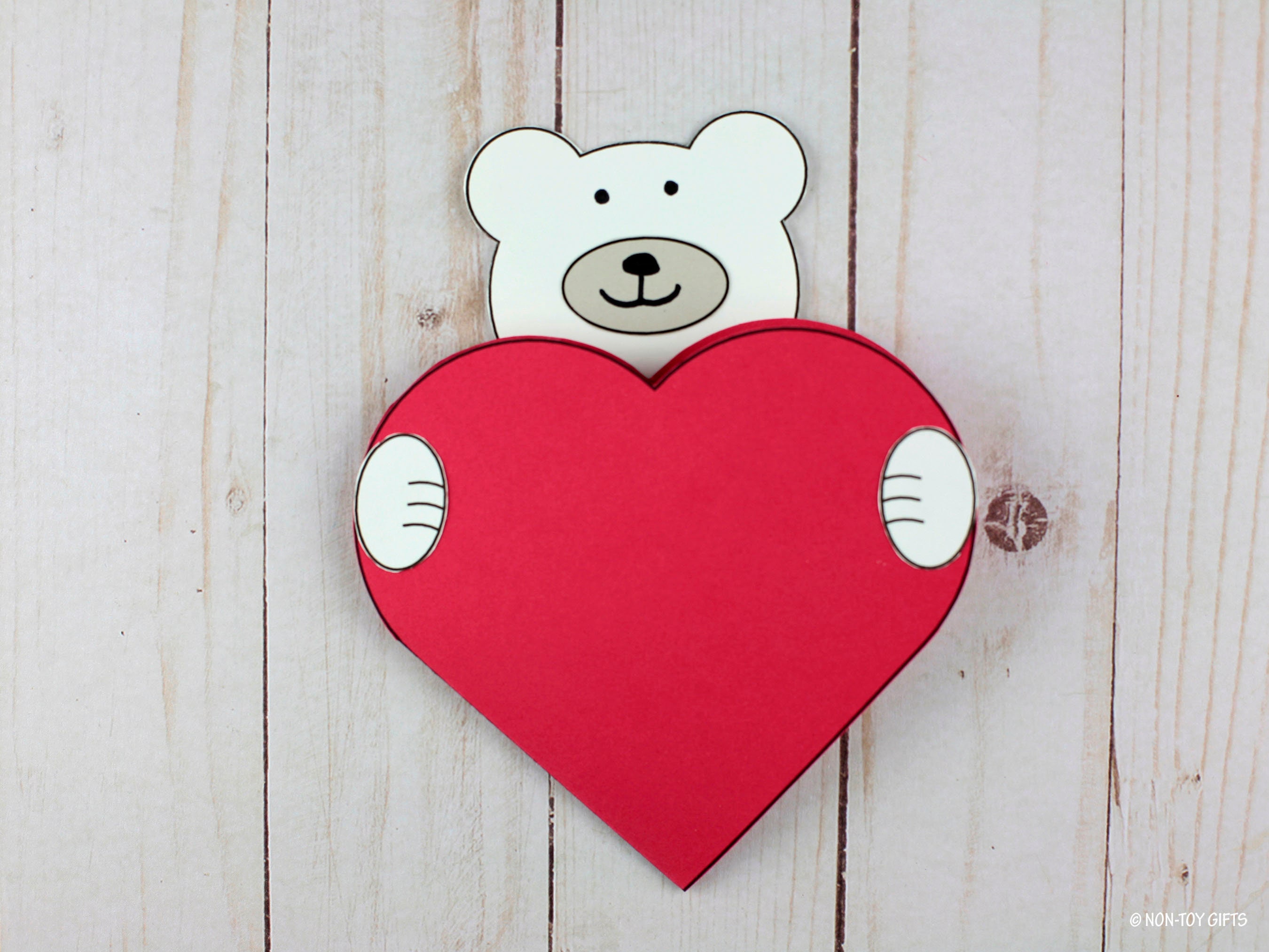 Valentine Bear Heart Cards for Kids Valentine's Day Cards Preschool ...