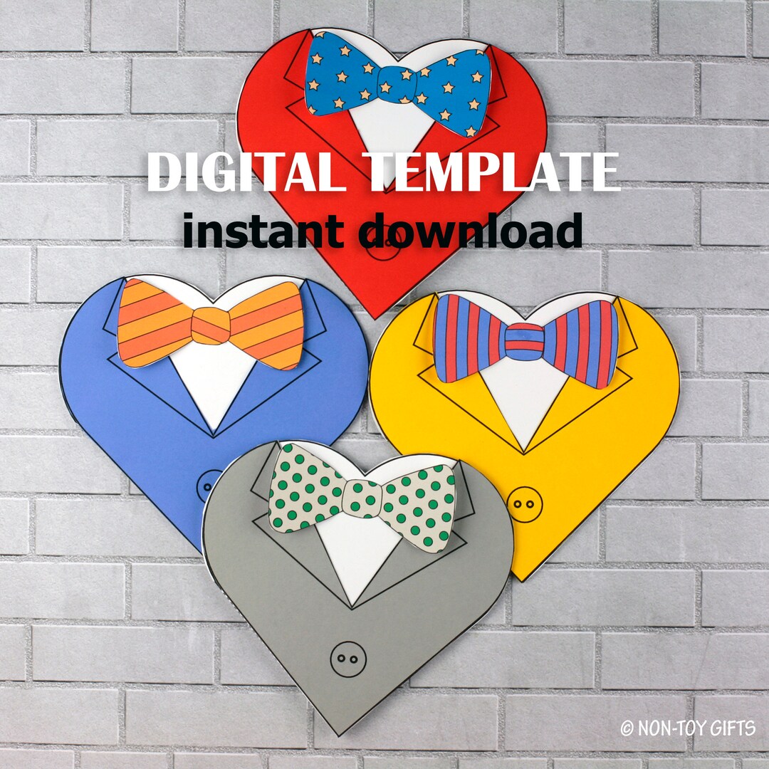 Father's Day Card for Kids, Bow Tie Card, DIY Heart Card for Dad ...