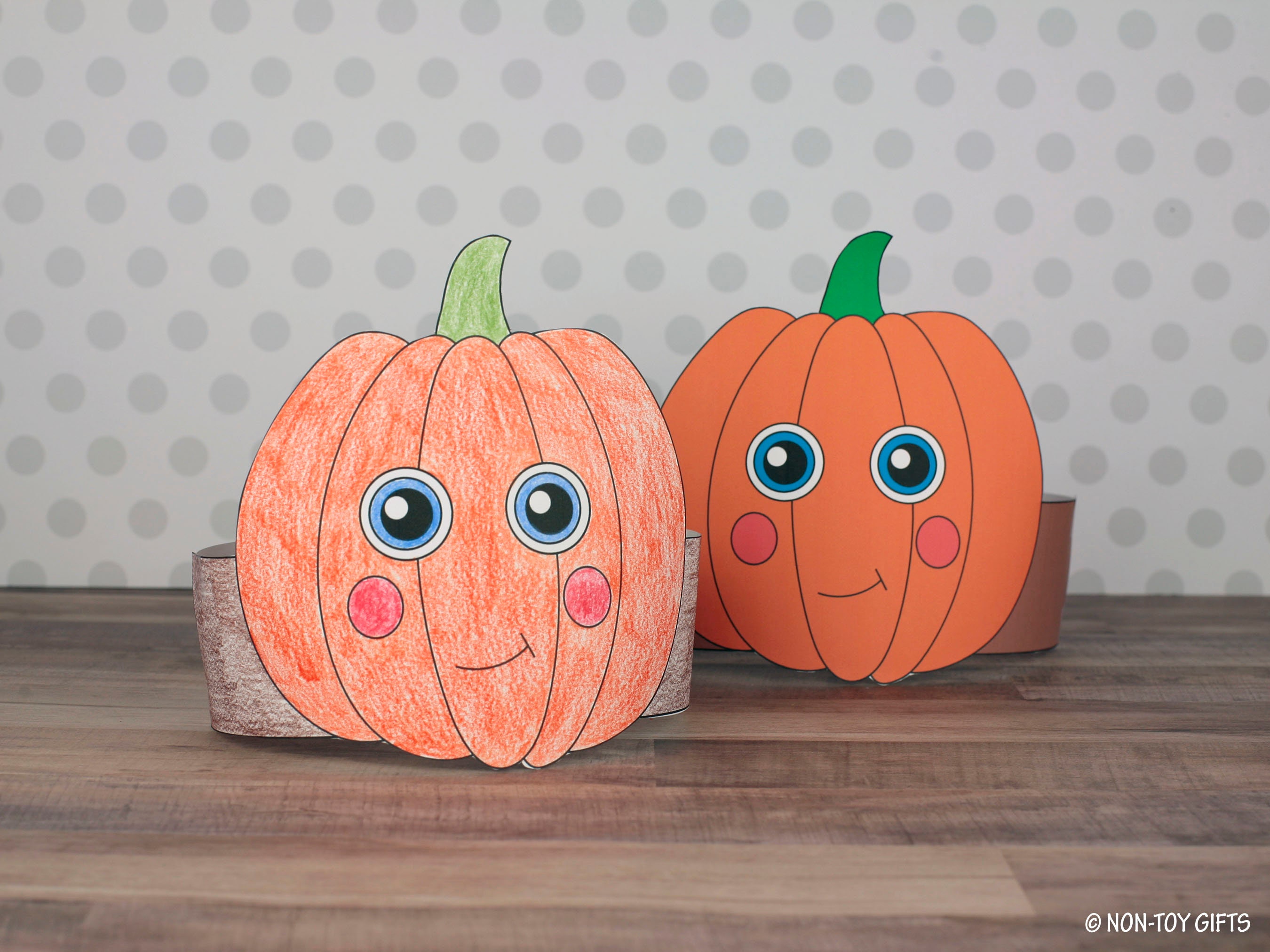 Pumpkin Paper Hat, Pumpkin Coloring Headband Template Craft for Kids ...