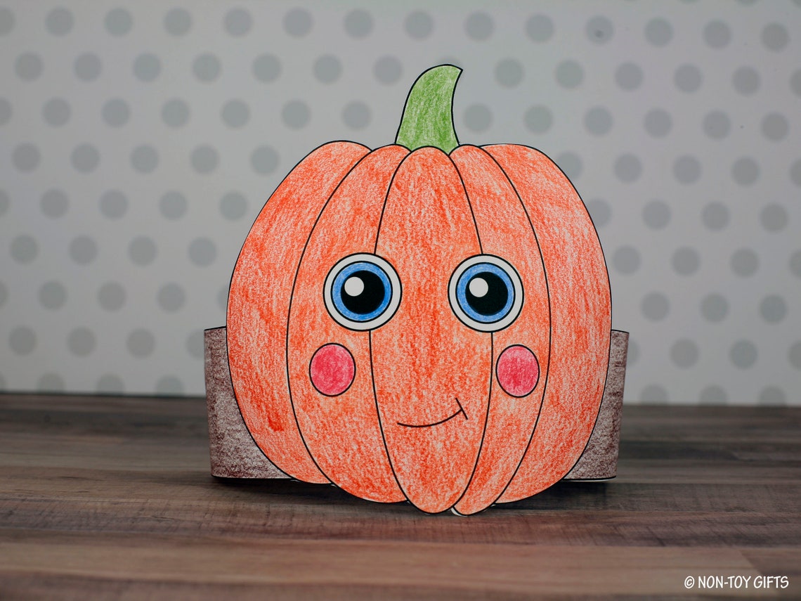 Pumpkin Paper Hat Printable | Halloween Headband Craft for Kids | Fall ...