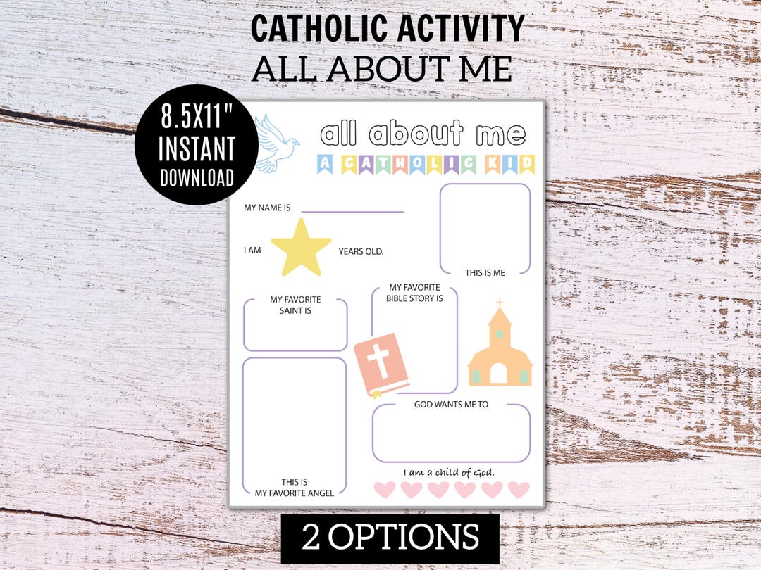All About Me Catholic Worksheet for Kids | Faith-based Back to School ...