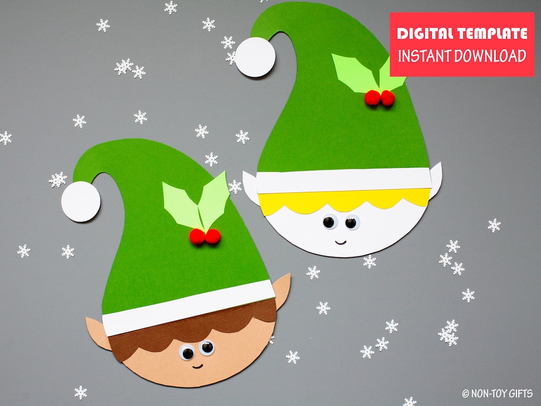 Paper Elf Craft, Christmas Elf Printable Template, Holiday School Craft ...