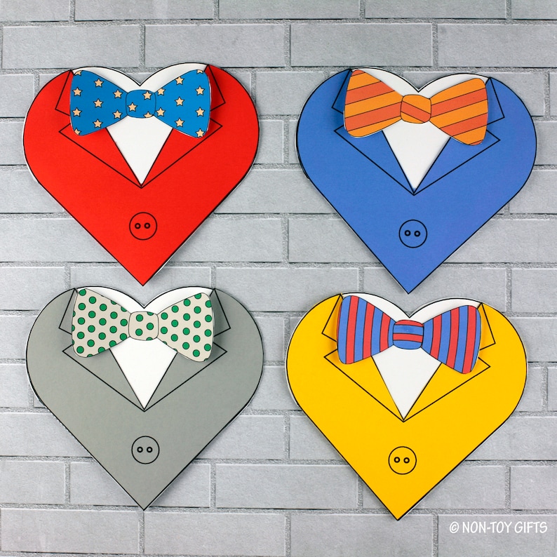 Father's Day Card for Kids, Bow Tie Card, DIY Heart Card for Dad ...