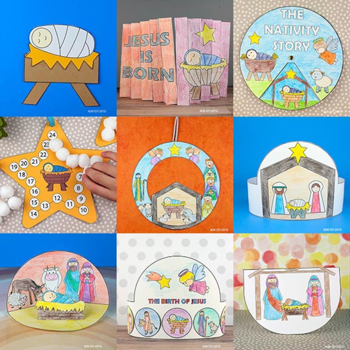 9 Christmas Nativity Crafts for Kids Sunday School Craft Printable ...