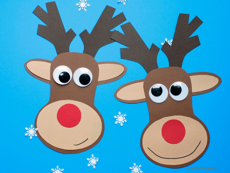 Paper Reindeer Craft, Christmas Reindeer Printable Template, Holiday ...